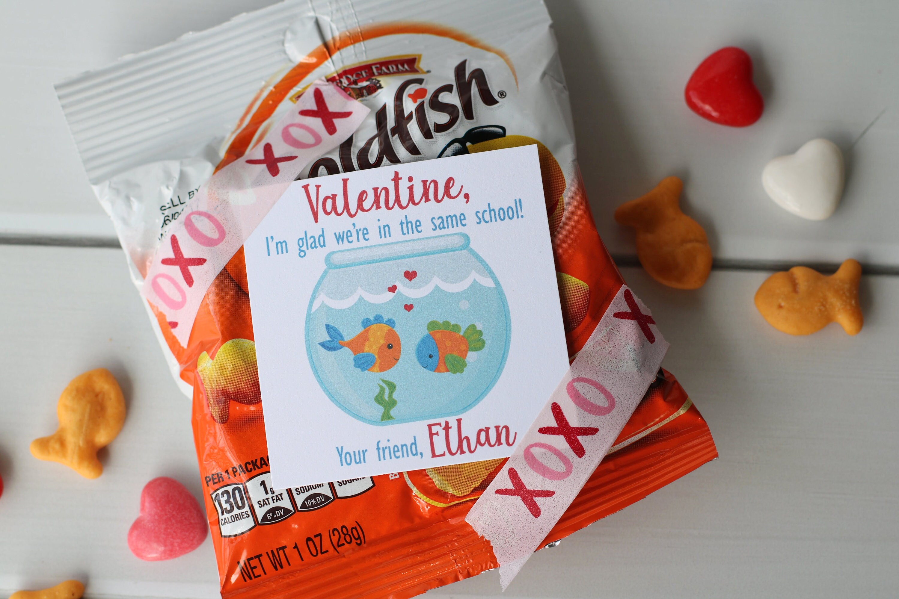 Goldfish Valentine Printable Fishing Valentine Noncandy - Etsy
