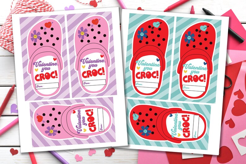 Crocs Valentine, Printable Valentine Cards, Croc Charm Valentines ...
