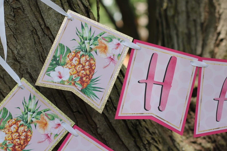 Pineapple Birthday Banner Party Like A Pineapple Luau Pool - Etsy