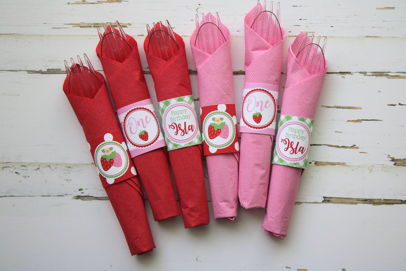 Strawberry Birthday Cutlery Sets, Berry First Birthday Silverware Sets ...