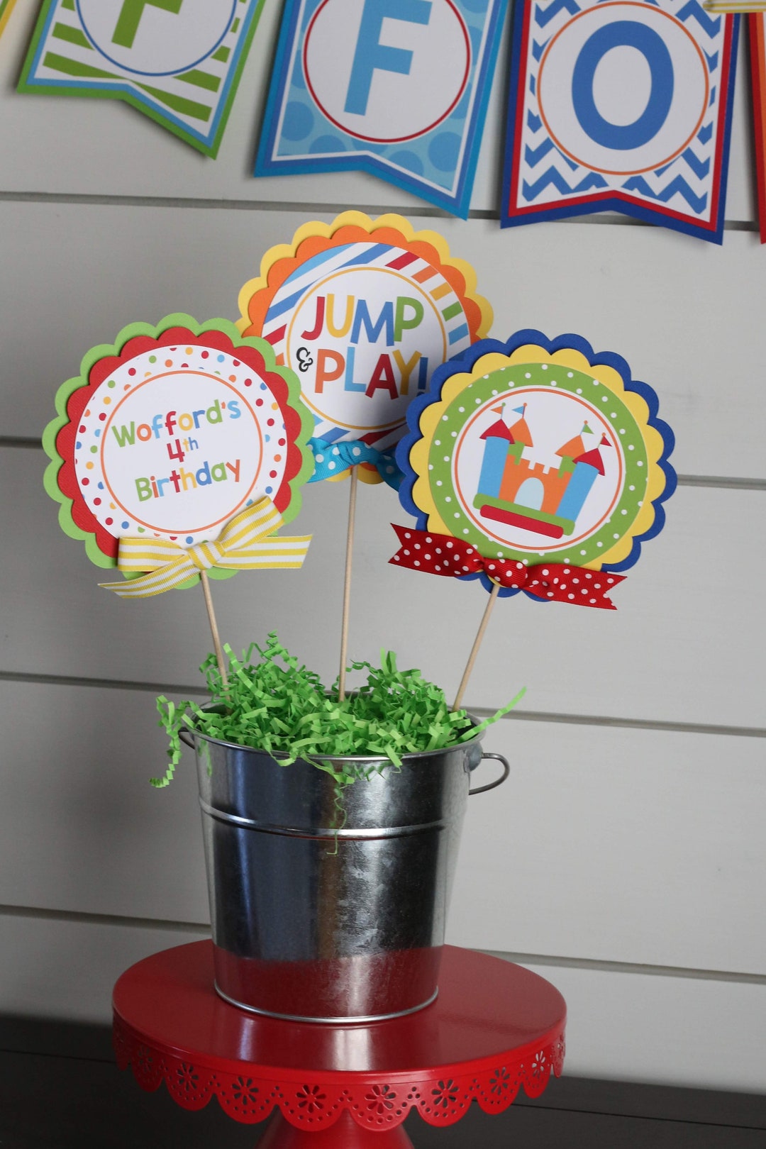 Bounce House Jump Birthday Centerpiece Sticks, Bouncy House Jumping ...