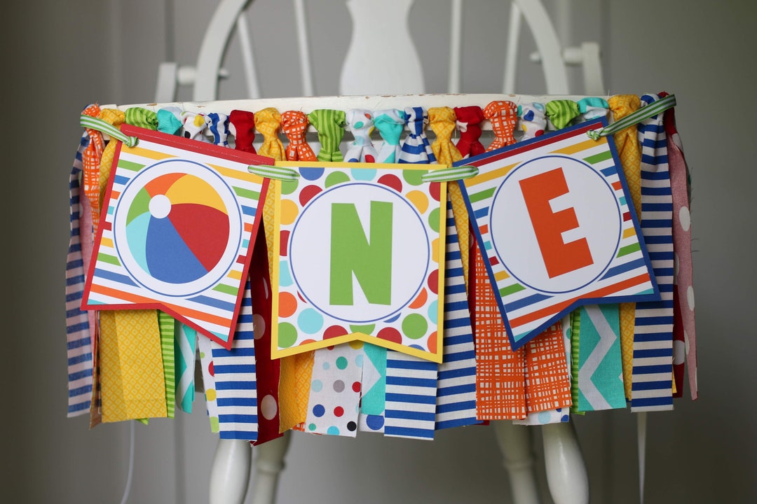 Beach Ball High Chair Fabric Garland, Summer Pool Party Beach Ball ...