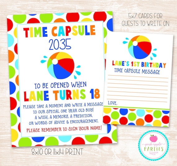 Beach Ball Birthday Time Capsule Set Summer Pool Party First - Etsy