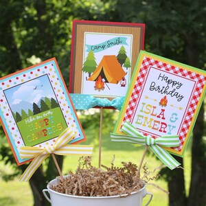 Camping Birthday Centerpiece Sticks, Camp Birthday Party Decor, One ...