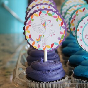Rainbow Unicorn Birthday Cupcake Toppers Unicorn Birthday Party Girl ...