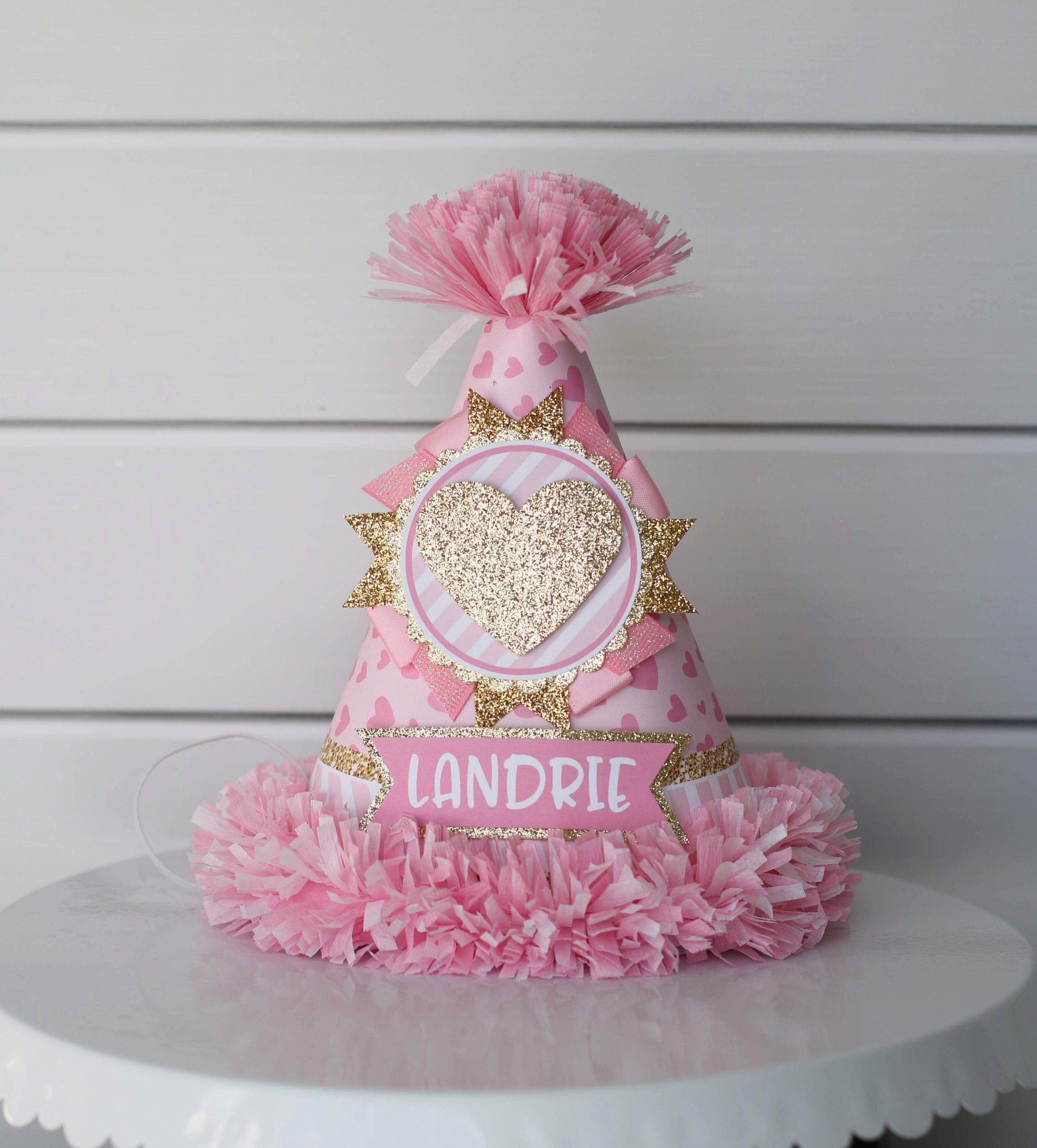 Pink & Gold Sweetheart Party Hat Valentine First Birthday | Etsy