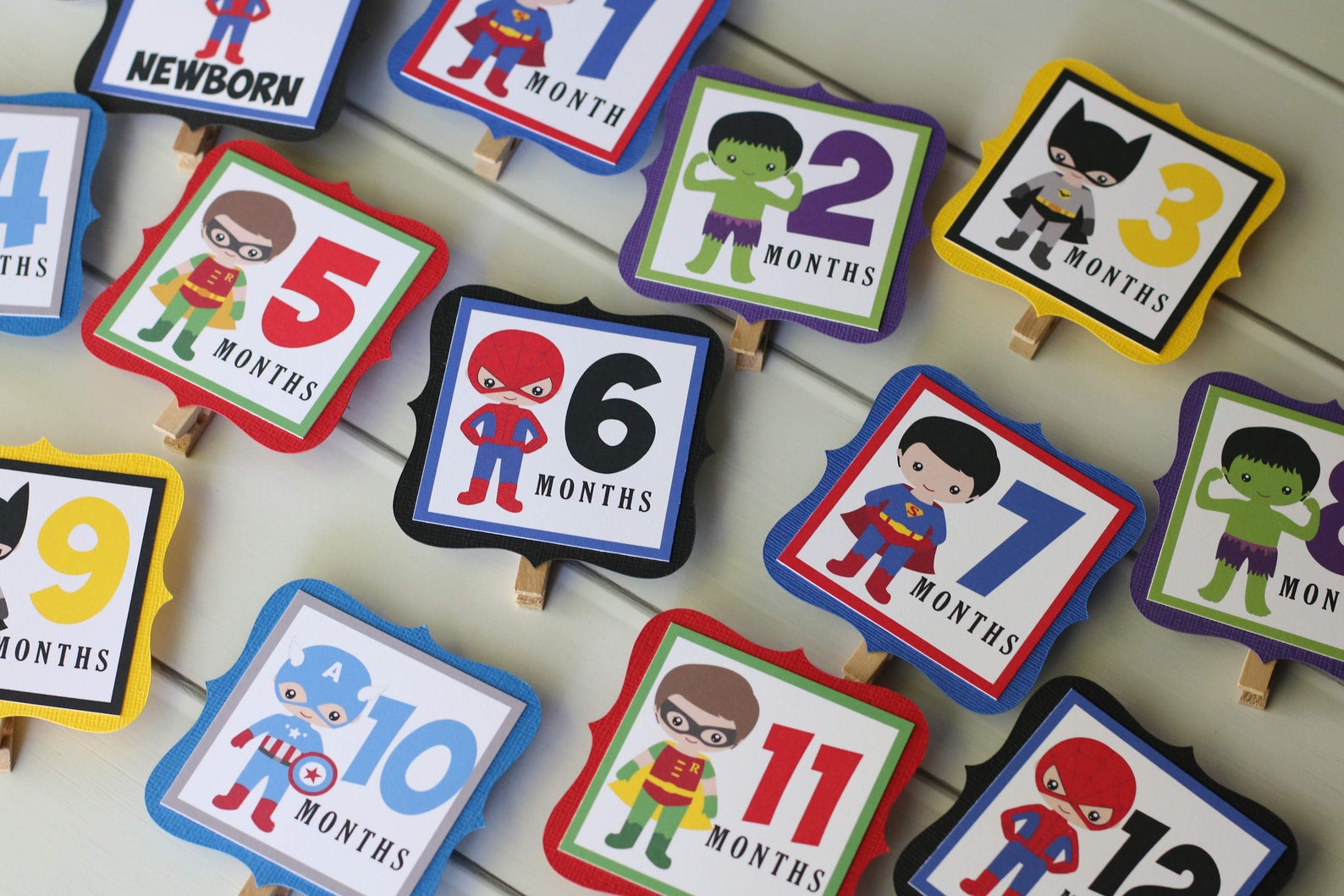 Superhero First Birthday Photo Banner - 12 Month Photo Banner ...