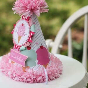 Ice Cream Birthday Party Hat, First Birthday Hat, Ice Cream First ...