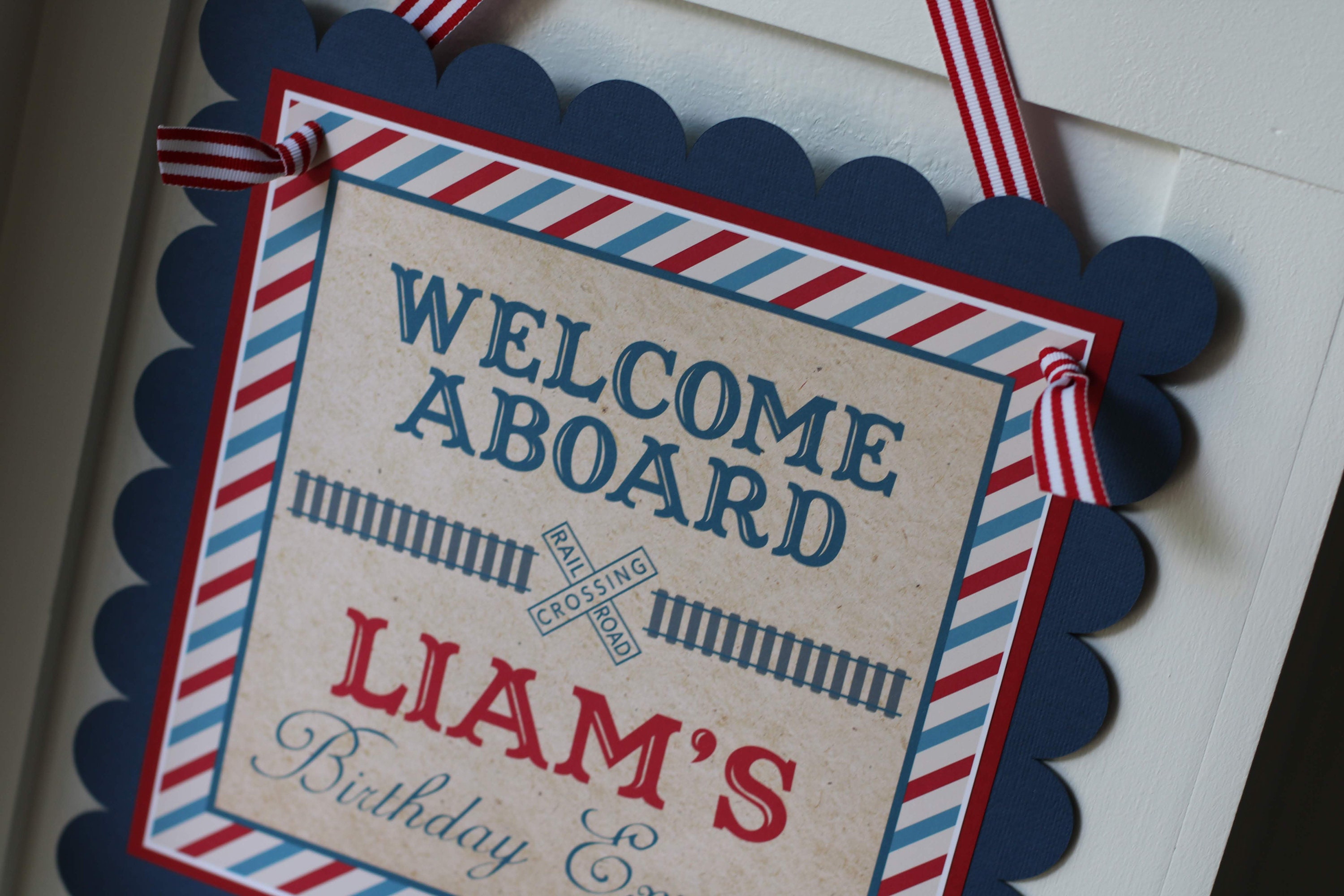 Vintage Train Birthday Welcome Aboard Door Sign Choo Choo - Etsy