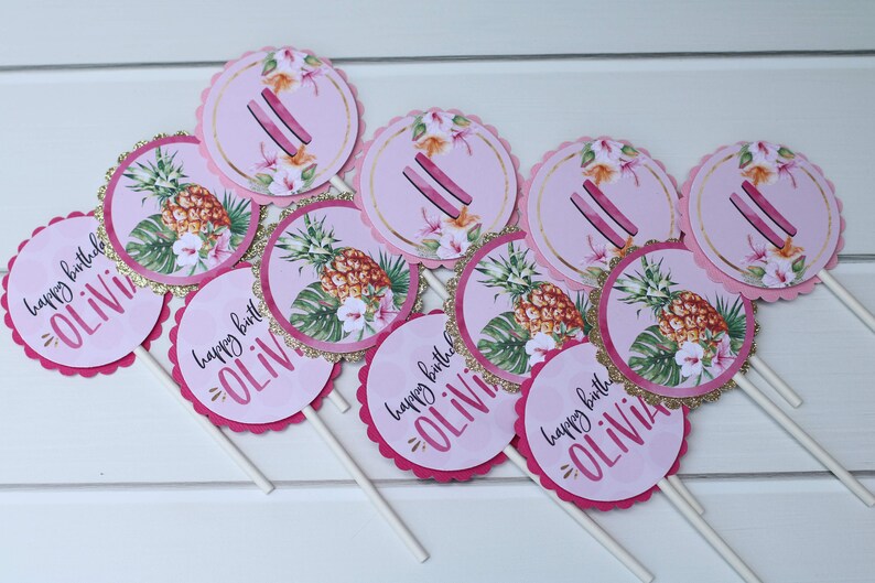 Pineapple Birthday Cupcake Toppers Party Like a Pineapple - Etsy