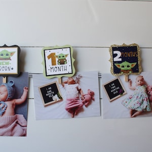 Baby Yoda First Birthday Photo Banner, One With the Force 12 Month ...