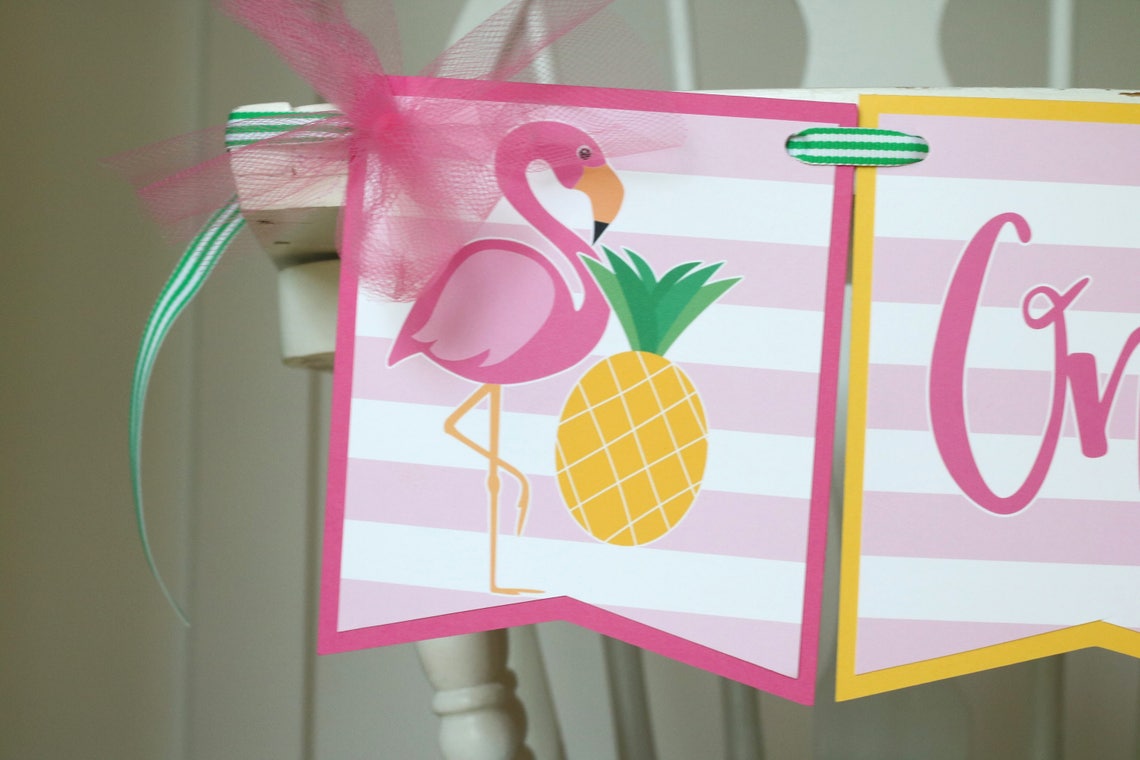 Flamingos & Pineapples High Chair Banner Flamingo Pineapple - Etsy