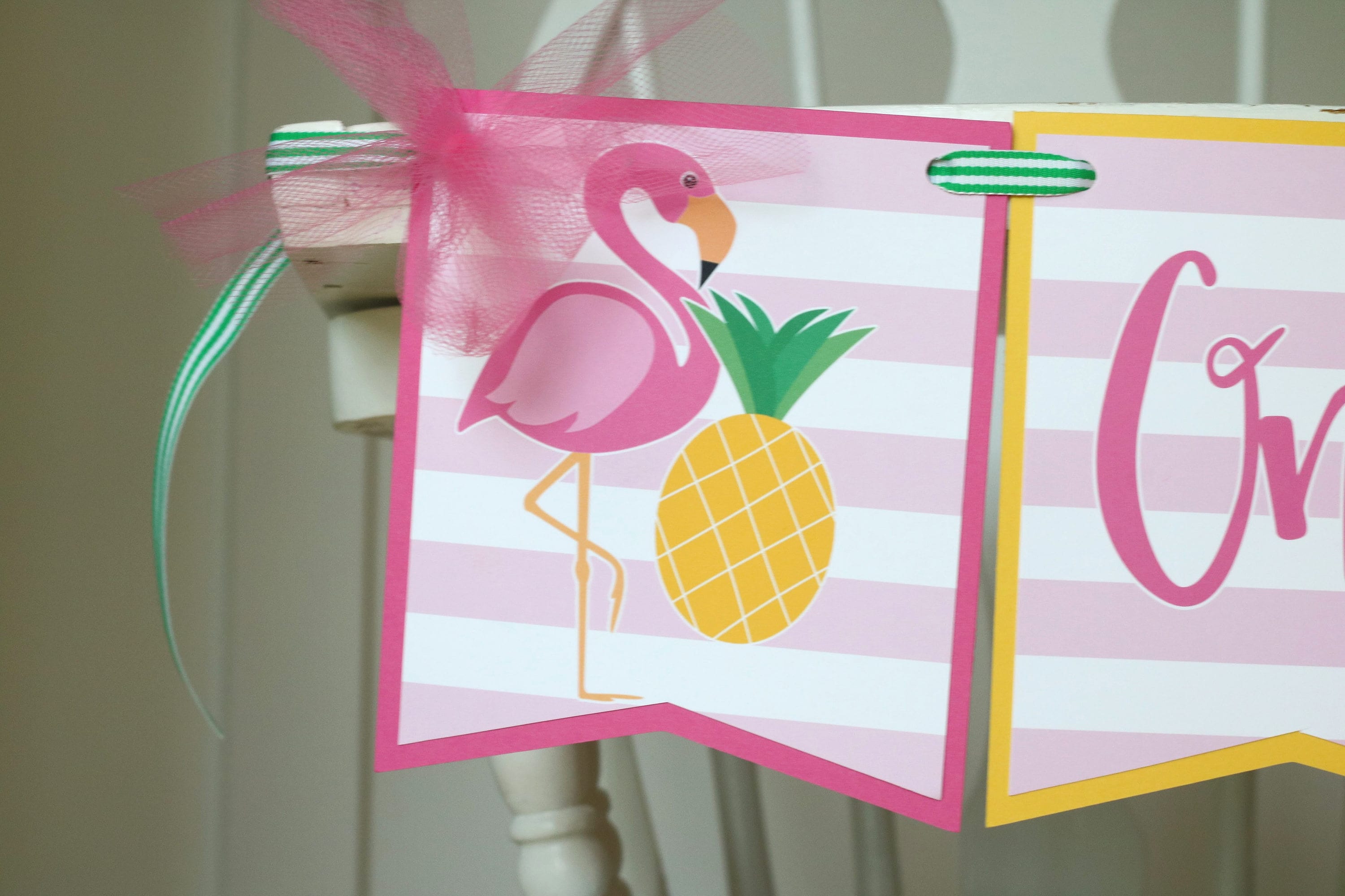Flamingos & Pineapples High Chair Banner - Flamingo Pineapple Tropical ...