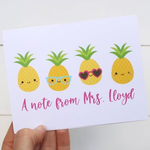 Personalized Teacher Notecards Pineapple Stationery for | Etsy