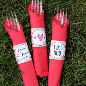 I Do BBQ Wedding Shower Cutlery Sets, Red Gingham BBQ Shower or ...