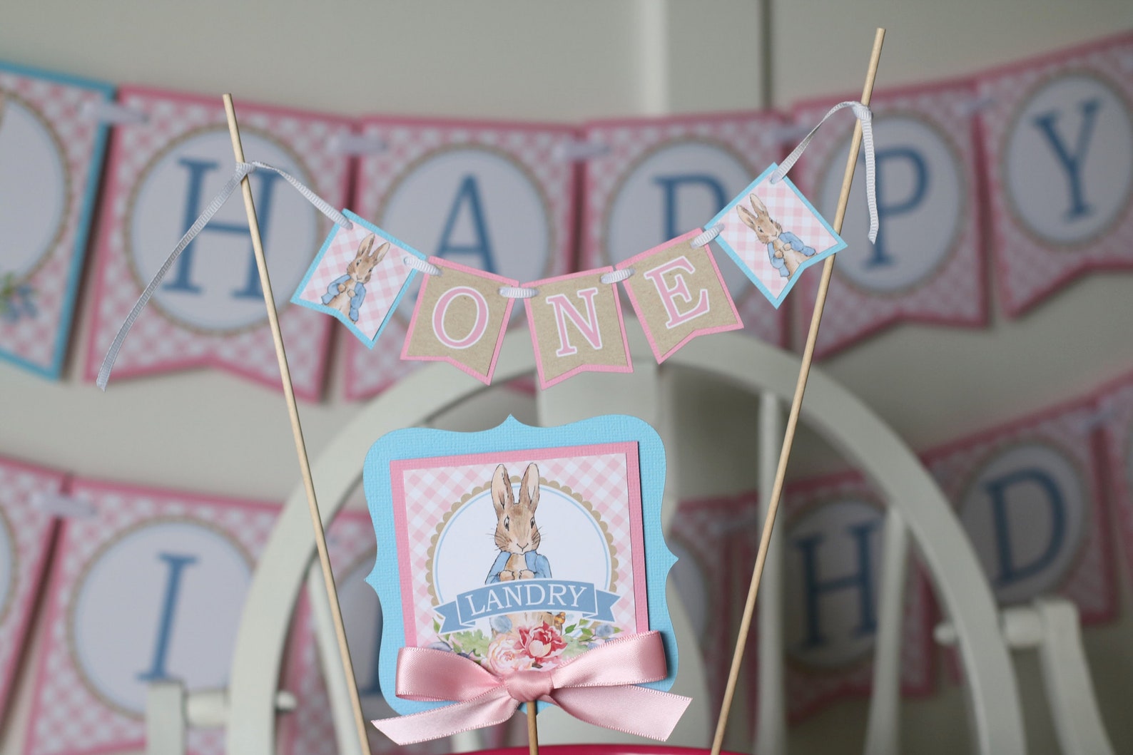 Peter Rabbit Girly Cake Topper Set Cake Bunting & Topper Set - Etsy