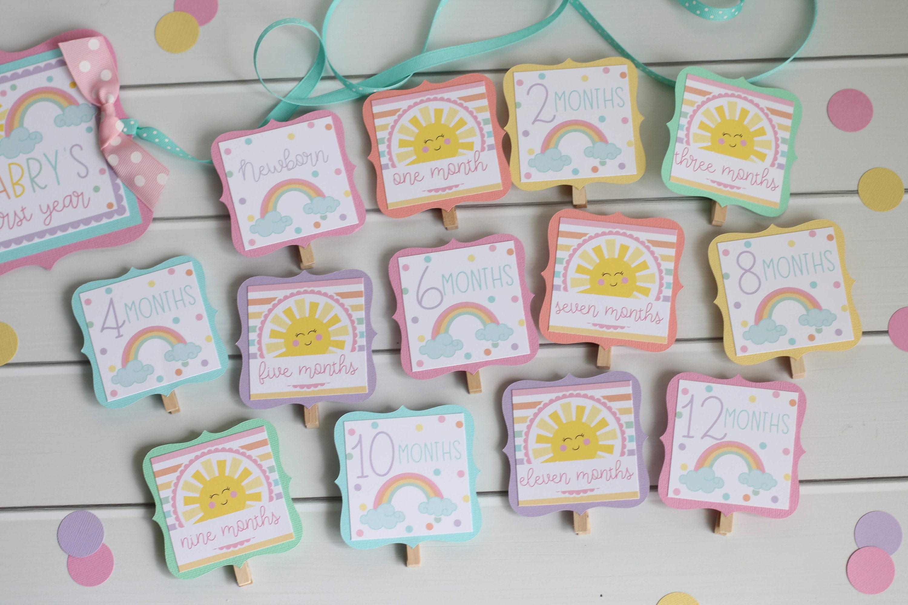Rainbow Sunshine Birthday Photo Banner Pastel Rainbow First | Etsy