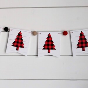 Christmas Banner, Farmhouse Christmas Felt Ball Banner, Buffalo Plaid ...