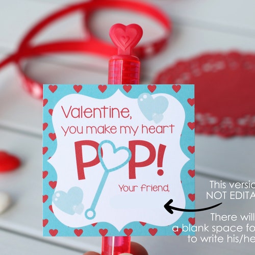 Bubble Valentine Printable you Make My Heart Pop - Etsy