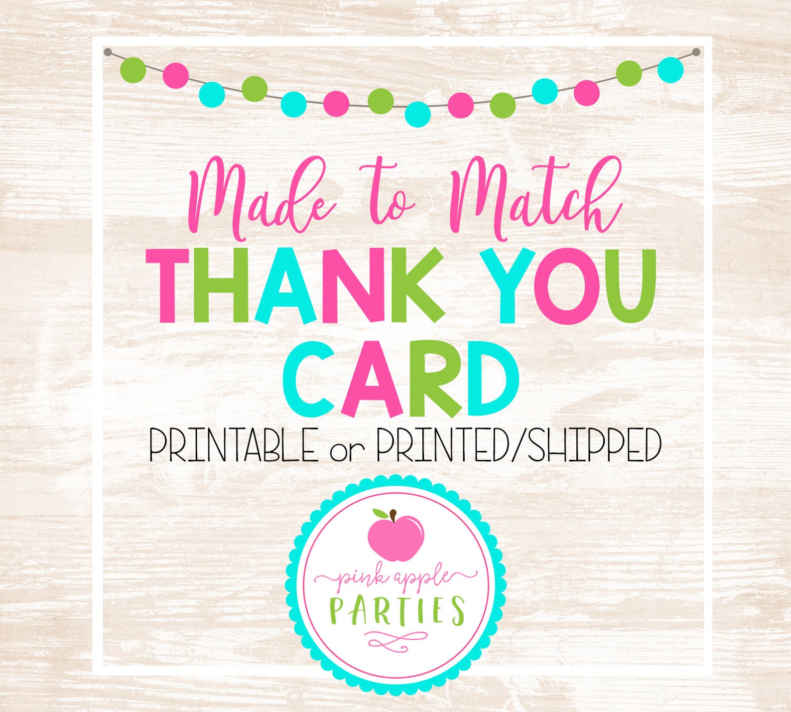 Made to Match Thank You Card Printable OR Printed/shipped - Etsy