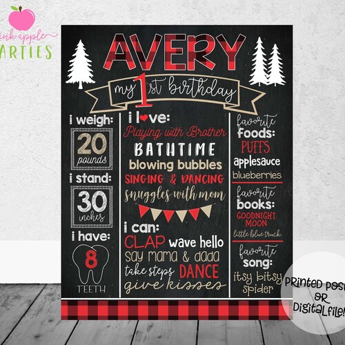 Editable Lumberjack Milestone Birthday Poster Buffalo Plaid - Etsy