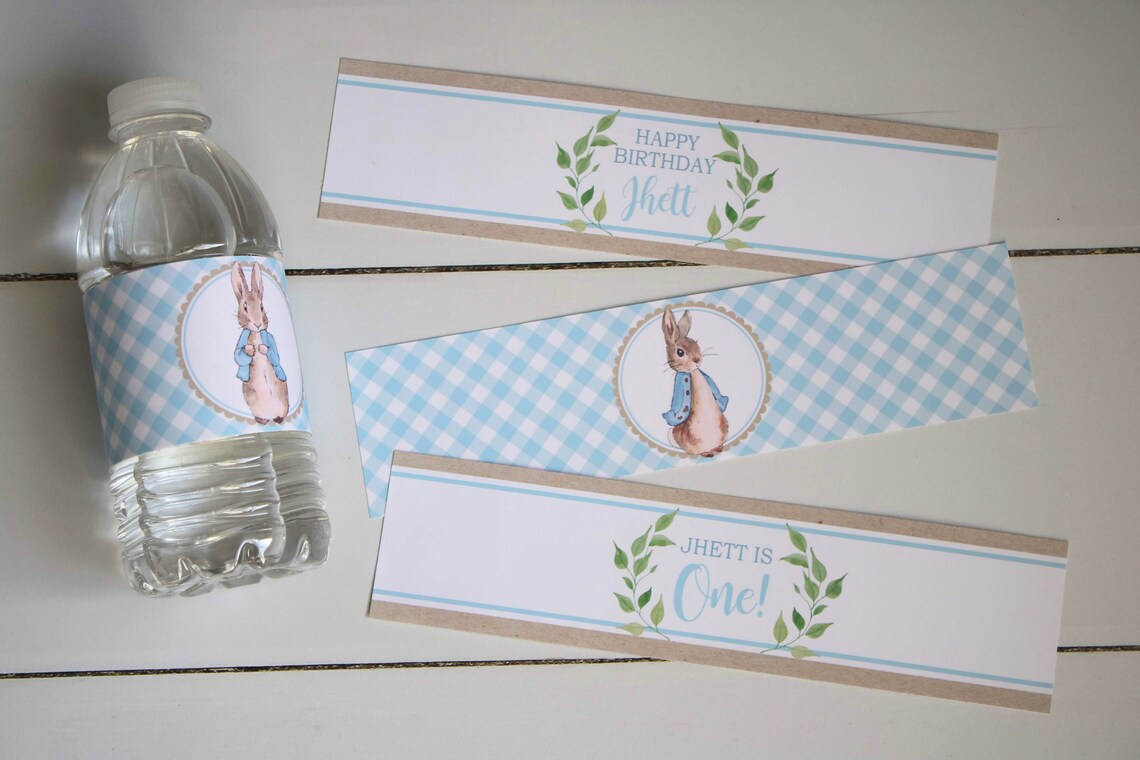 Peter Rabbit Water Bottle Labels, Bunny Birthday Decorations, Boy ...