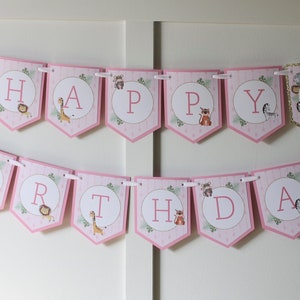 Tribal Jungle Animals Birthday Banner Boho Tribal Jungle Happy Birthday ...