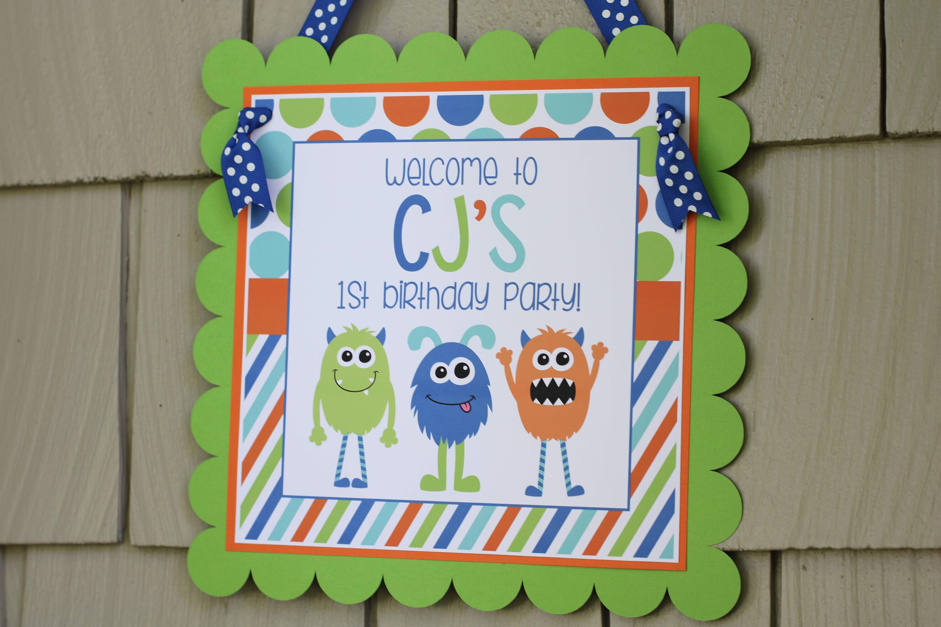 Monster Birthday Welcome Door Sign Little Monster Birthday - Etsy