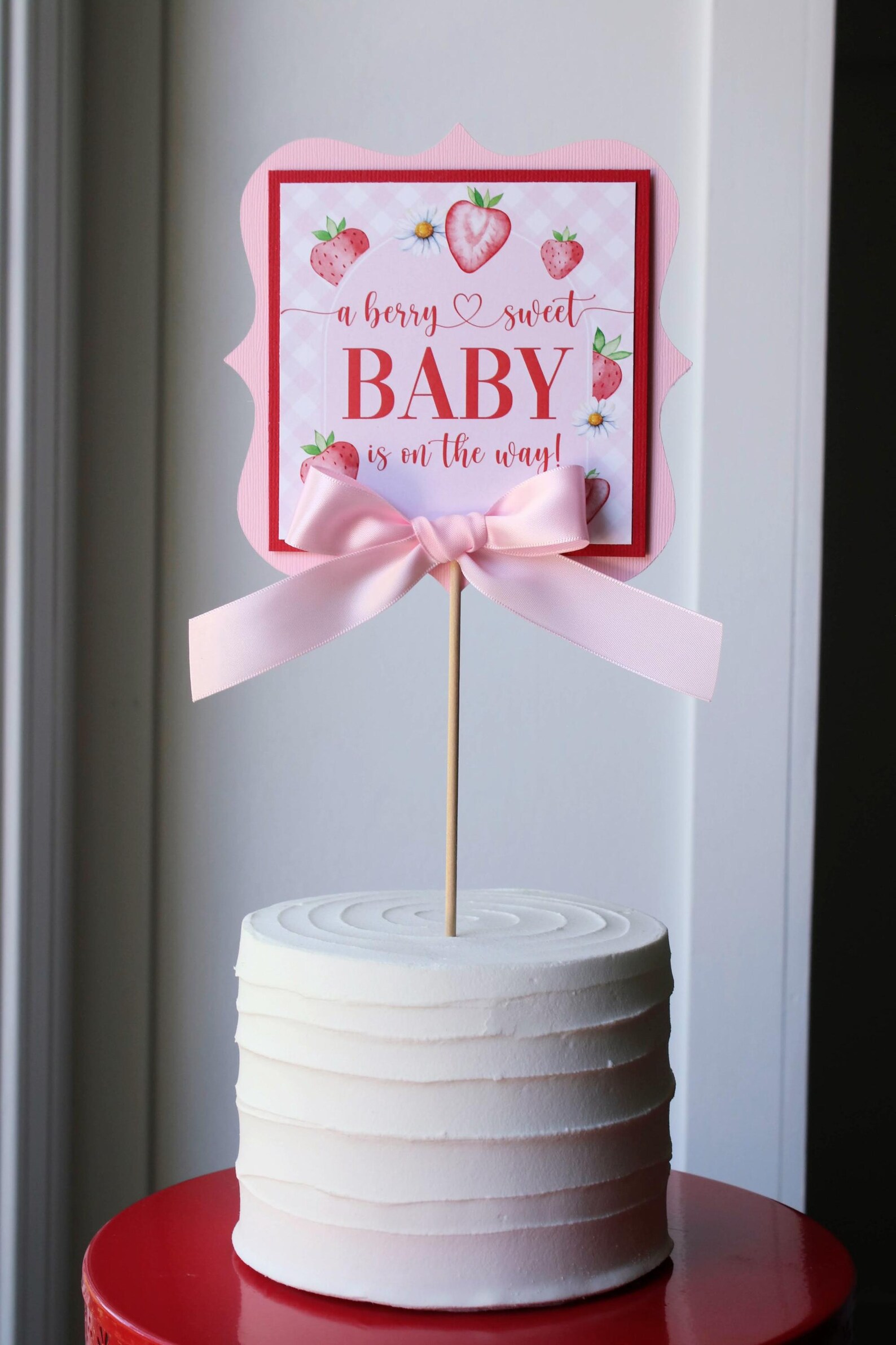 Strawberry Cake Topper or Centerpiece Stick, Berry Sweet Baby Decor ...