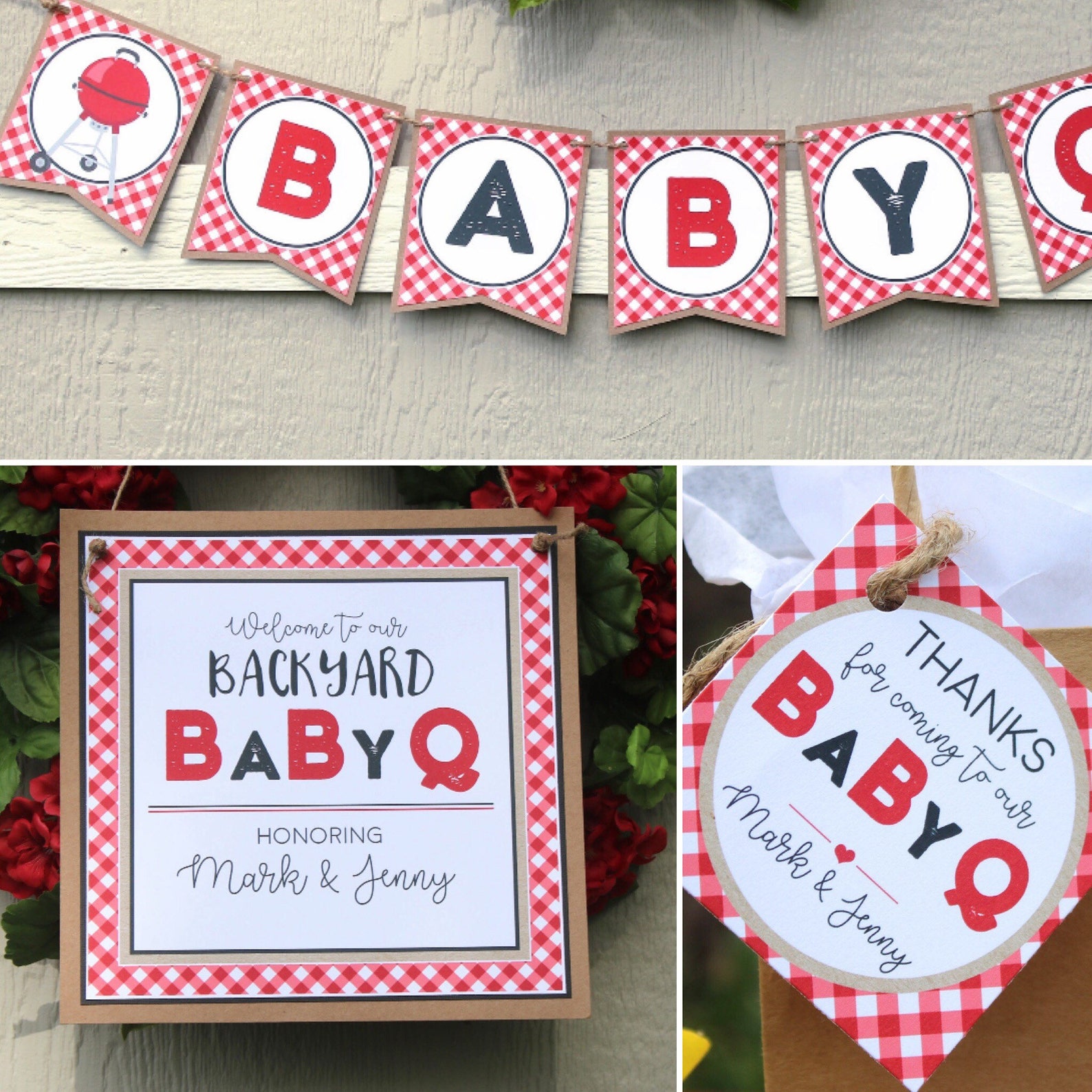 Baby-q Baby Shower Decorations BBQ Baby Shower Package Banner, Signs ...