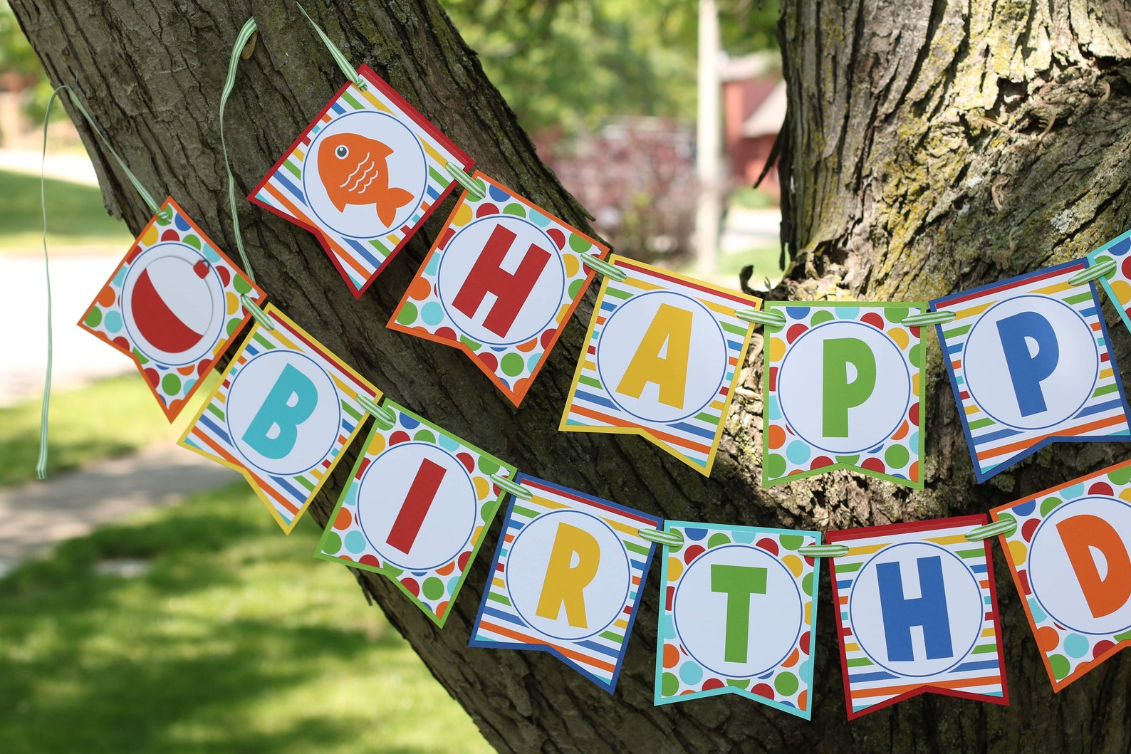 Fishing Birthday Banner Bright Colors Fishing Birthday | Etsy