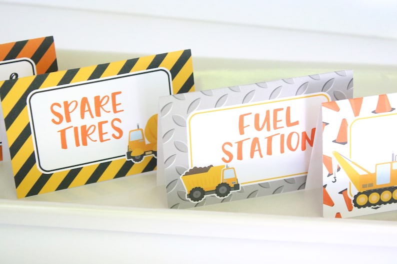 Construction Food Labels - Construction Birthday Food Tents or Place ...