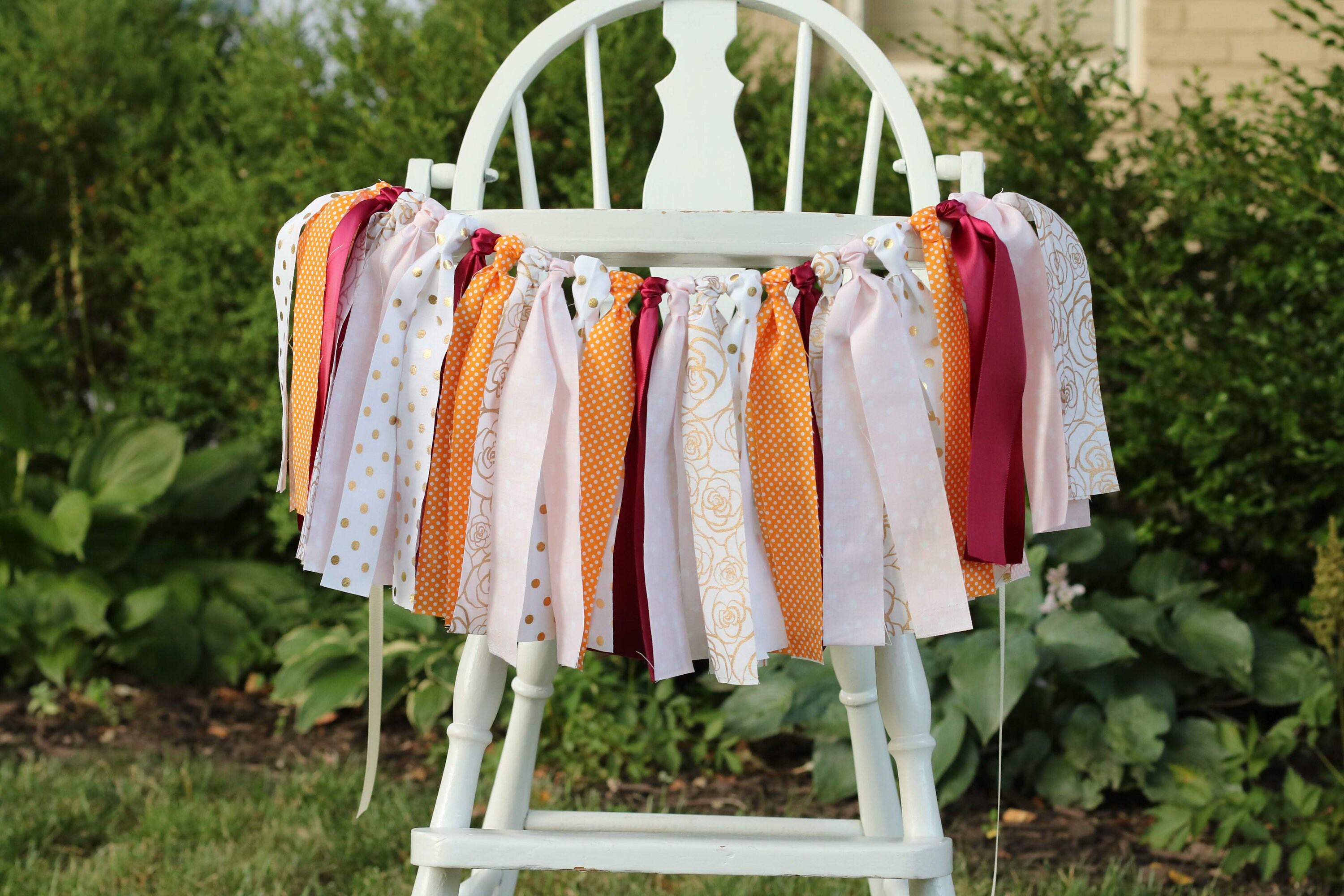 Pumpkin Floral Burgundy High Chair Fabric Garland Girl Fall | Etsy