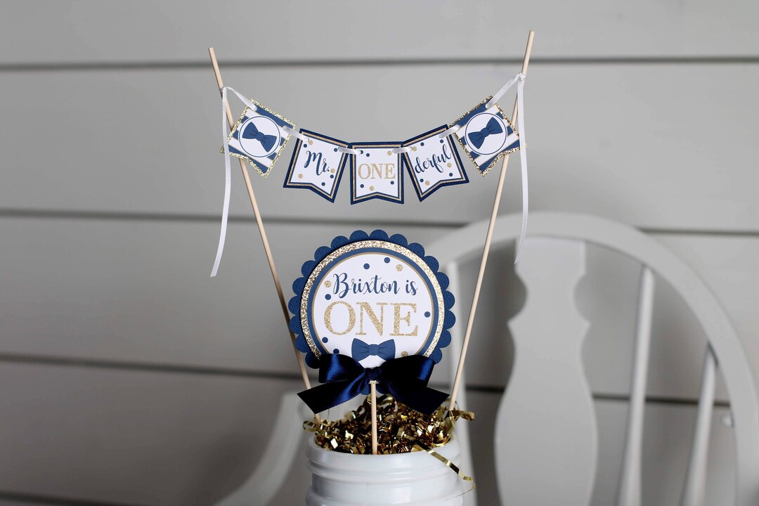 Mr. Onederful Cake Topper, Little Gentleman Cake Bunting & Topper Set ...