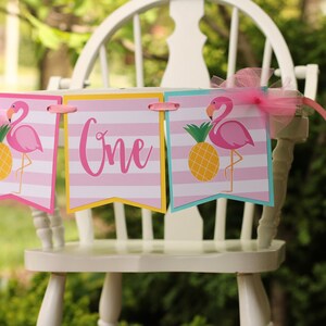 Flamingos & Pineapples High Chair Banner - Flamingo Pineapple Tropical ...