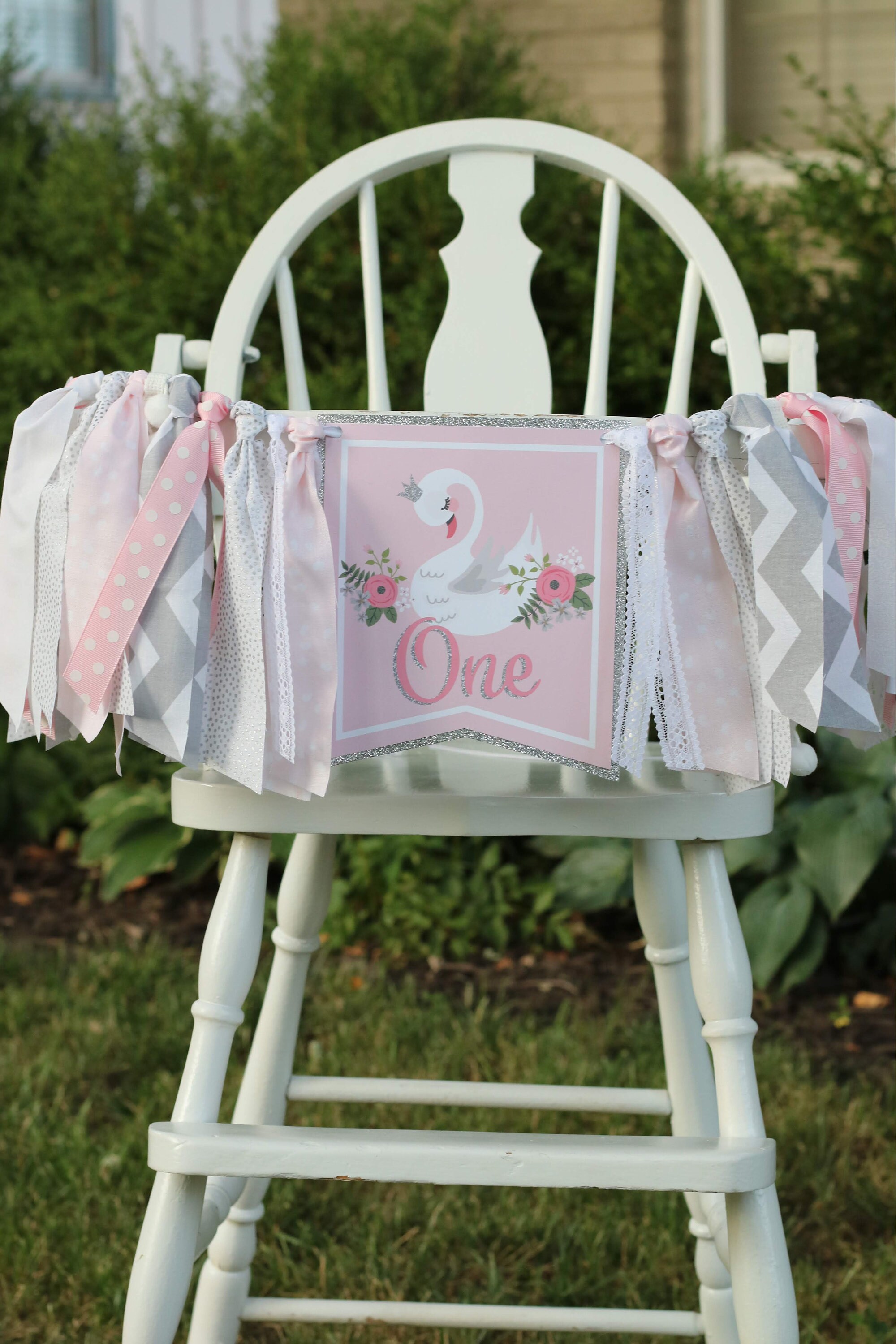 Swan Princess High Chair Banner Pink & Silver Swan High Chair | Etsy
