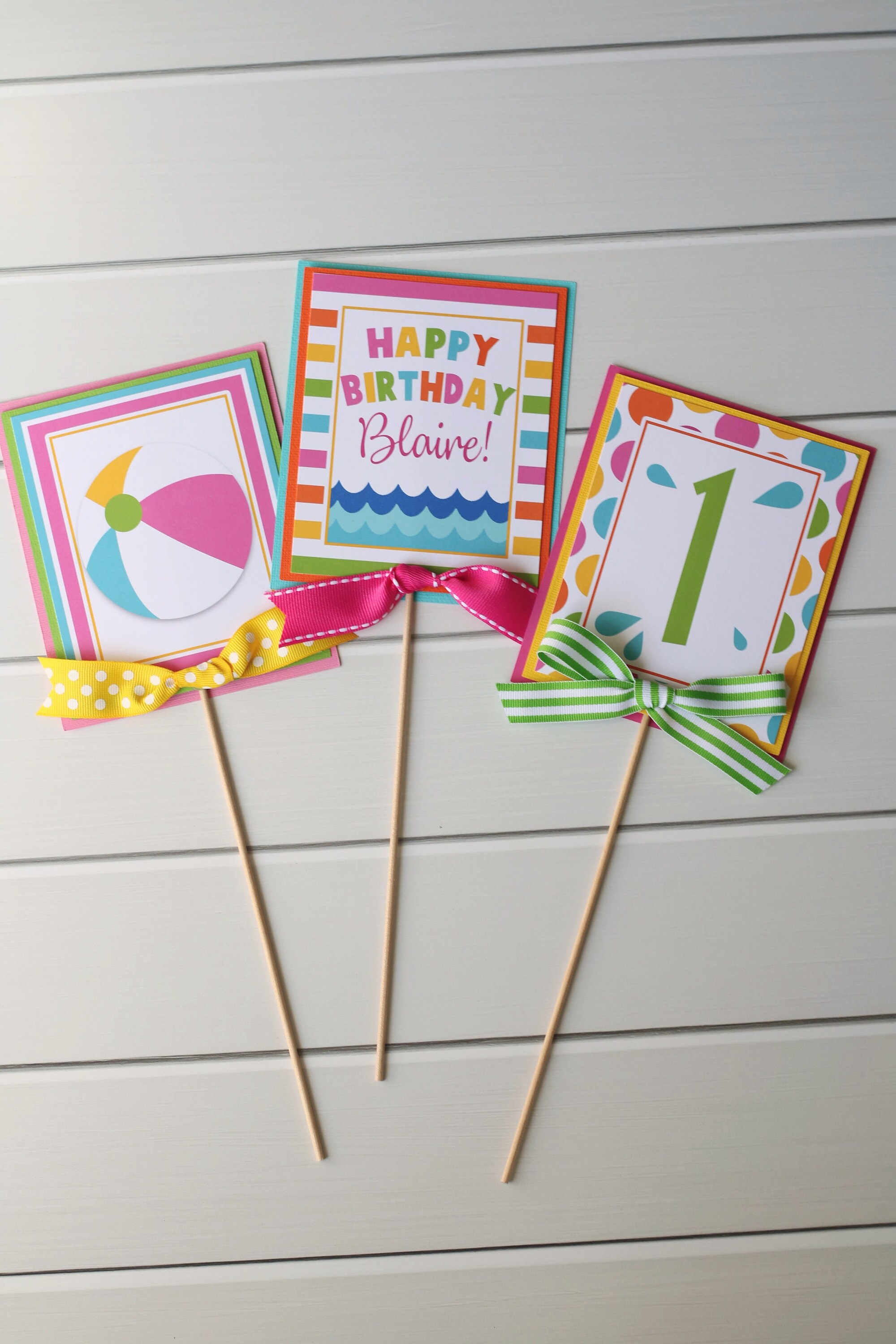 Beach Ball GIRL Pool Party Birthday Centerpiece Sticks Girly - Etsy