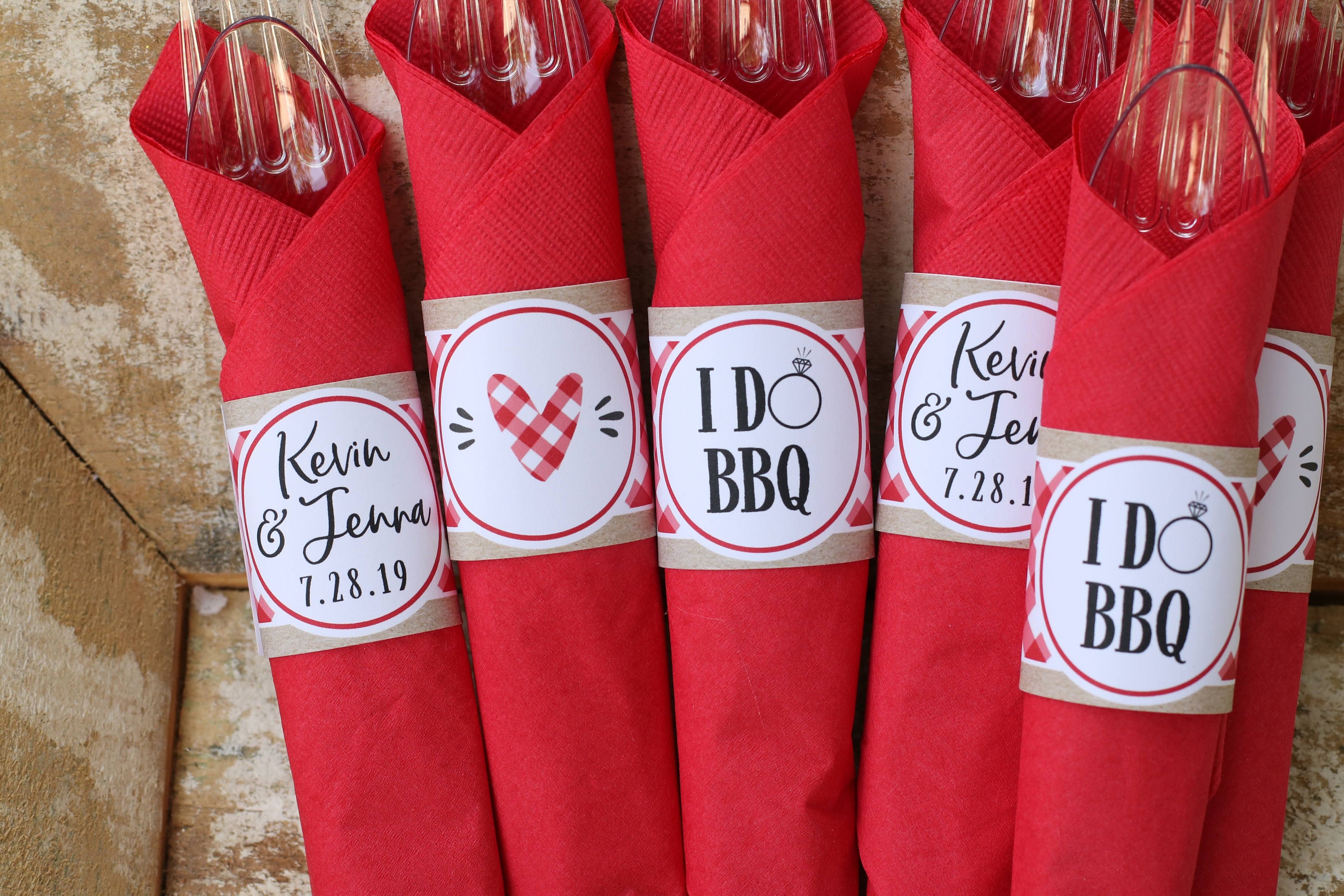 I Do BBQ Wedding Shower Cutlery Sets Red Gingham BBQ Shower - Etsy