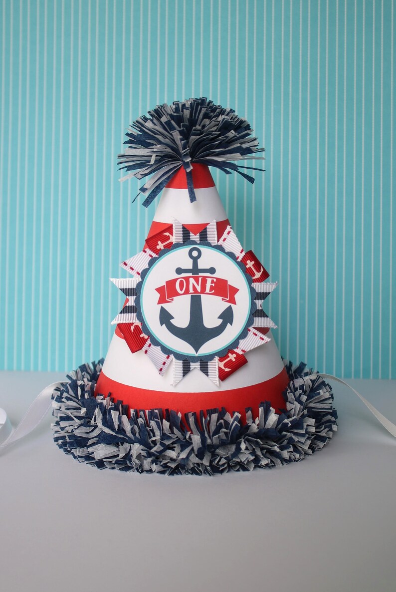 Nautical Birthday Party Hat Nautical Anchors Birthday Boy - Etsy