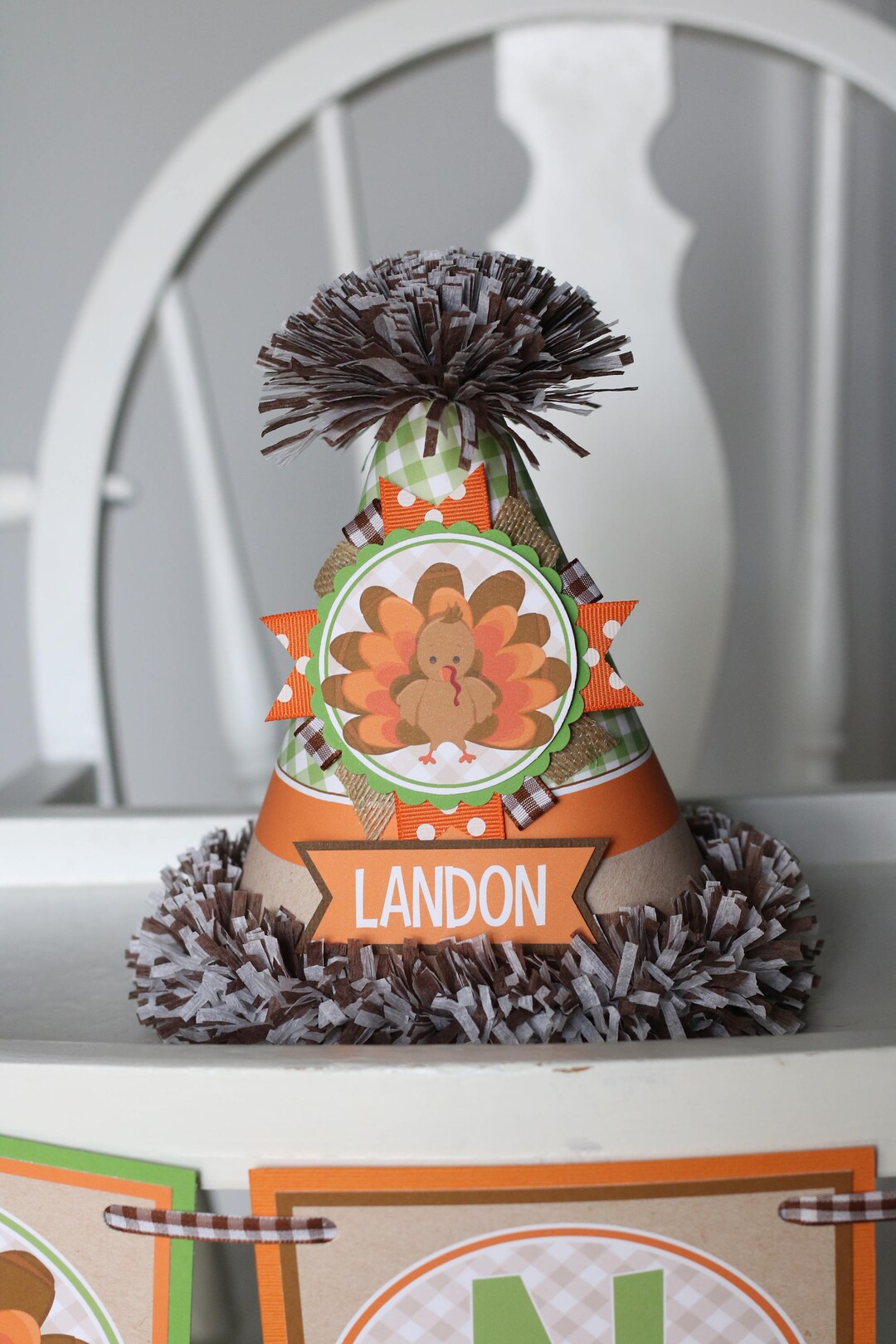 Turkey Birthday Party Hat - Thanksgiving First Birthday - Boy Birthday ...