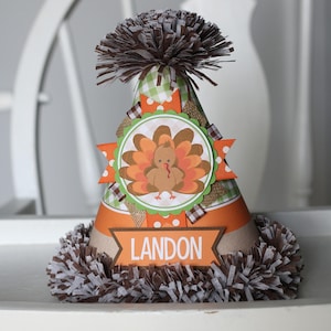 Turkey Birthday Party Hat - Thanksgiving First Birthday - Boy Birthday ...