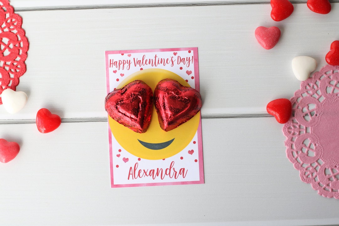 Emoji Valentine, Printable Heart Eyes Emoji Valentine, Candy Valentine ...