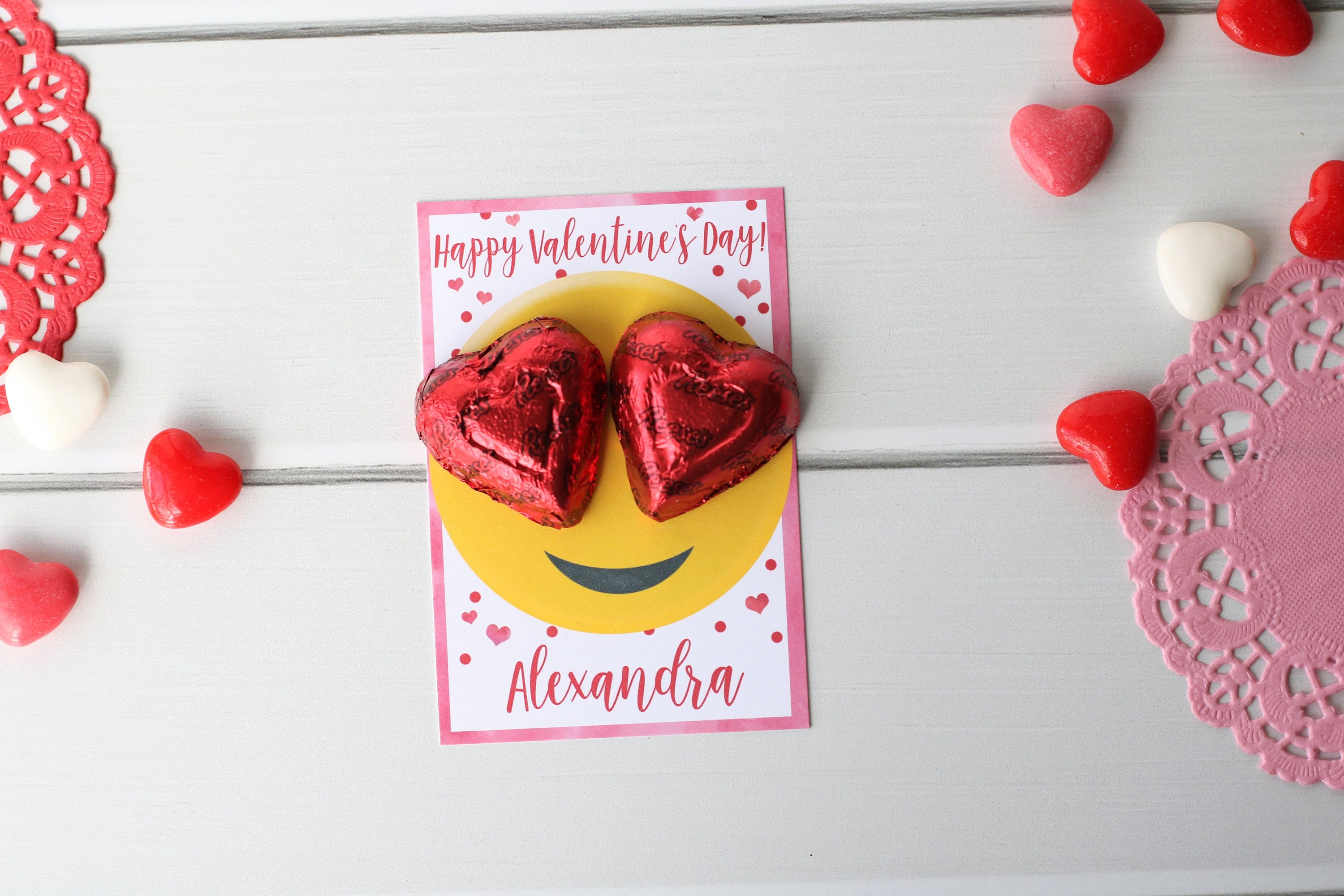 Emoji Valentine Printable Heart Eyes Emoji Valentine Candy - Etsy