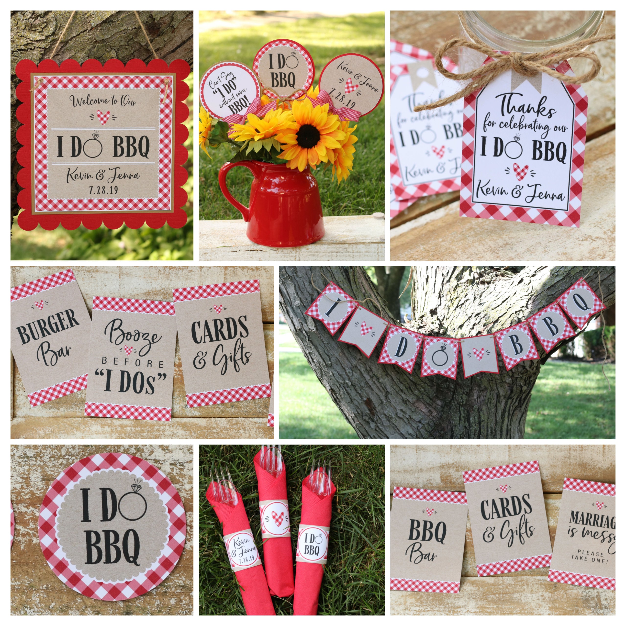 I Do BBQ Wedding Shower Cutlery Sets Red Gingham BBQ Shower - Etsy