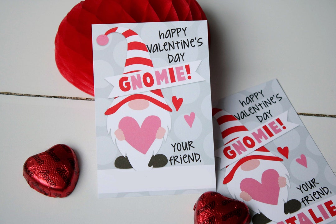 Gnome Valentine, Printable Valentine, Candy Valentine, School Valentine ...