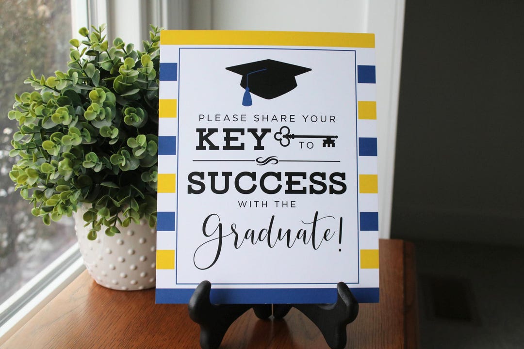 Key to Success Graduation Sign, Grad Party Sign Decor, Choose Colors ...
