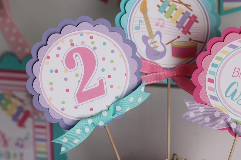 Music Birthday Centerpiece Sticks Girly Musical Instruments | Etsy