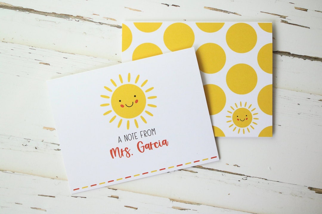 Sunshine Personalized Notecards, Sun Stationery for Teachers, Teacher ...