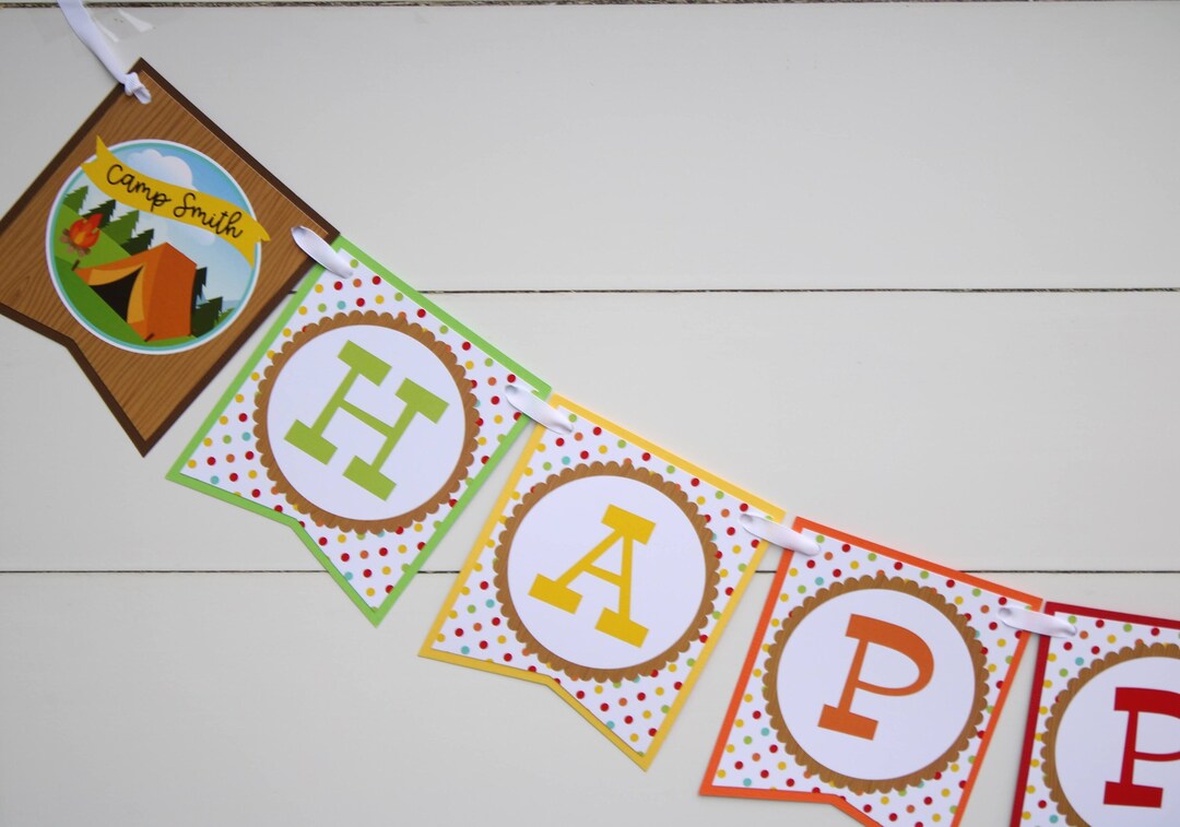 Camping Birthday Banner, Camp Birthday Decorations, Happy Birthday ...