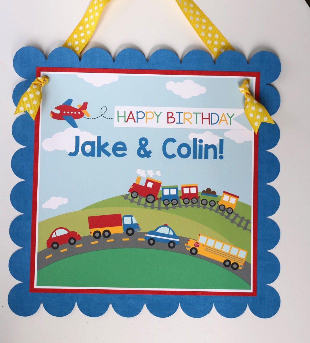 Transportation Birthday Welcome Door Sign - Boy Birthday Decorations ...